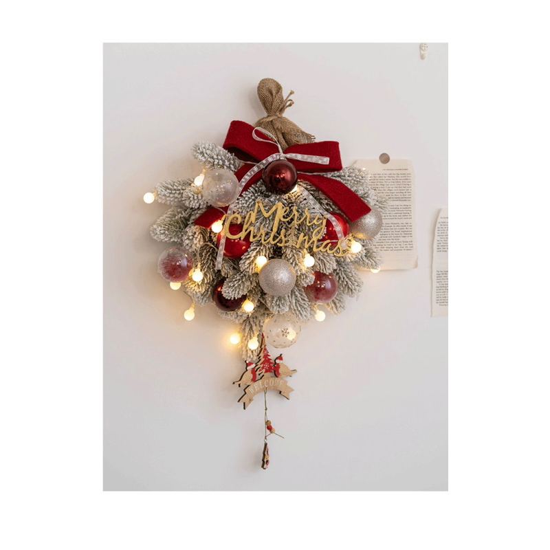 Jual Wreath natal 60cm flower pintu ranting Snow wreath pinecone ...