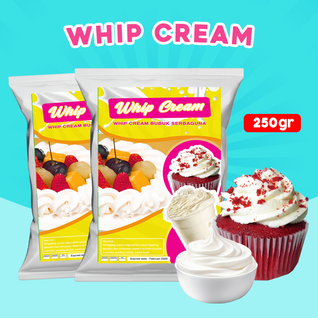 Jual WHIP CREAM TOPPING PREMIUM 250g / BUBUK WHIP CREAM 250g / WHIPPED ...
