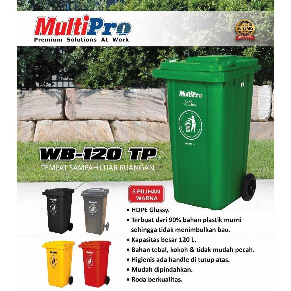 Jual WB - 120 TP Tong sampah luar ruangan roda plastik DUST BIN 120 Liter MULTIPRO | Shopee ...