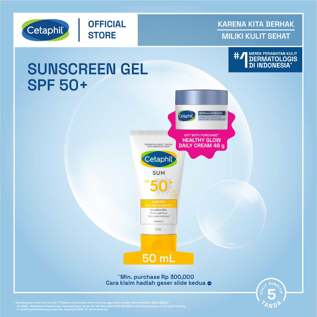 Jual Cetaphil Hybrid Sunscreen SPF50+ Light Gel 50ml untuk kulit ...