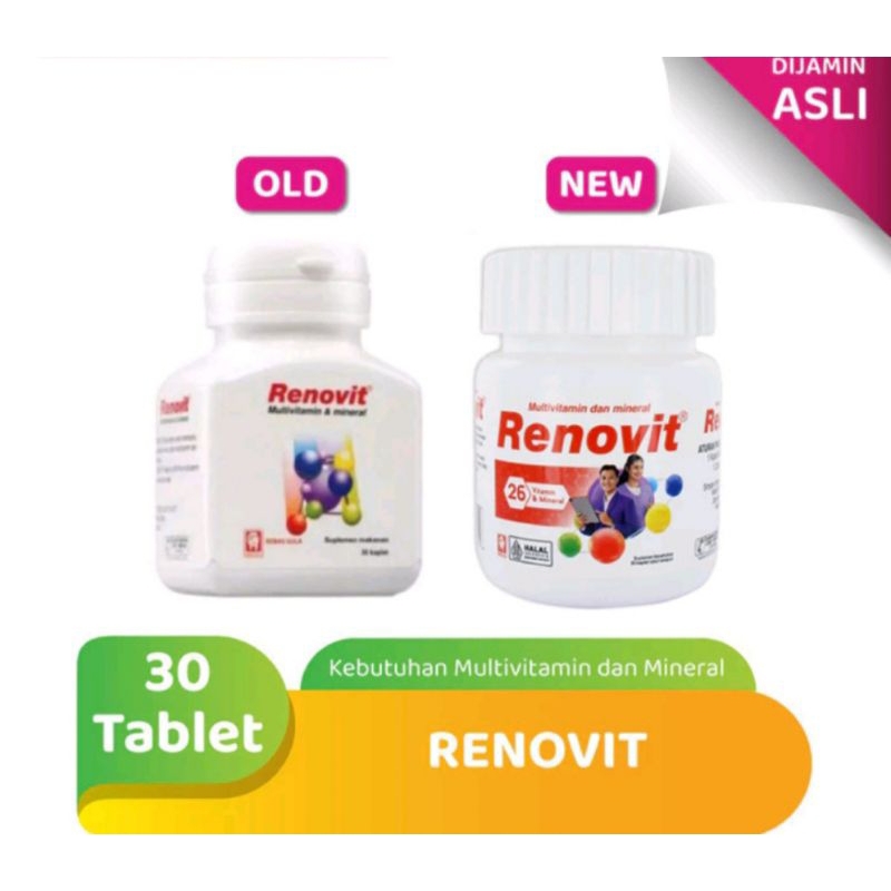 Jual Renovit botol isi 30 tablet multivitamin dan mineral untuk daya ...