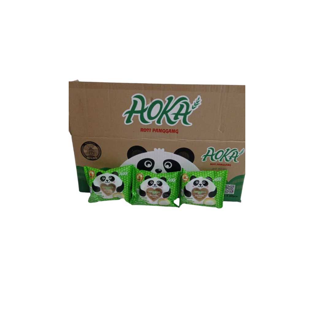 Jual Aoka Panda Roti Panggang isian Rasa pandan 1 dus 60ps | Shopee ...