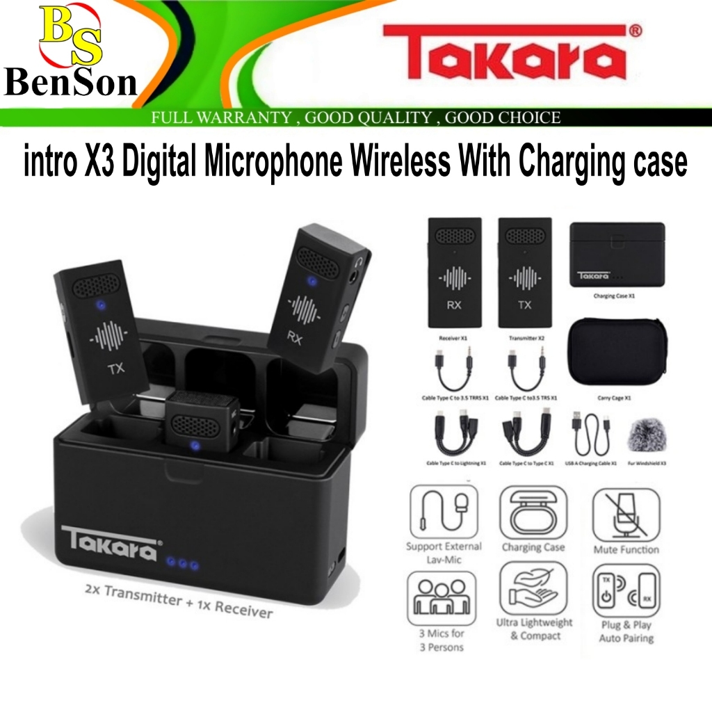 Jual Takara INTRO X3 Digital Wireless Mic Microphone with Charging Case ...