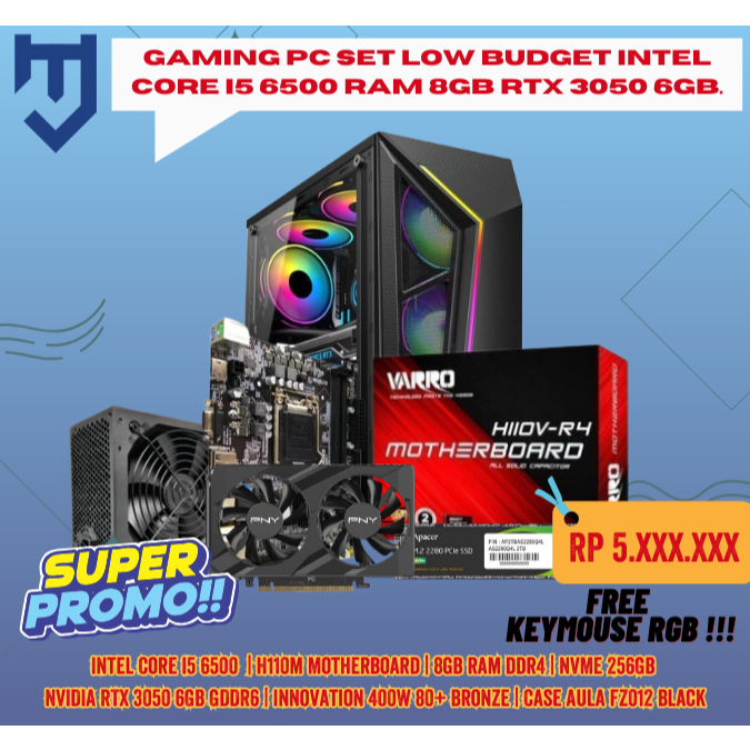 Jual Gaming PC Set Low Budget Intel Core I5 6500 RAM 8GB RTX 3050 6GB ...
