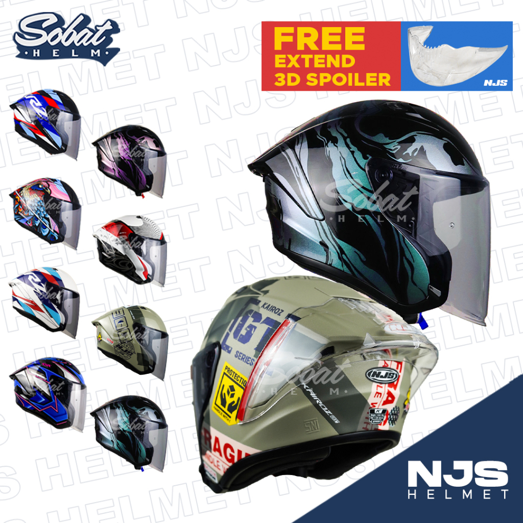 Jual Helm NJS KAIROZ GT MOTIF Helm Half Face SNI | Shopee Indonesia
