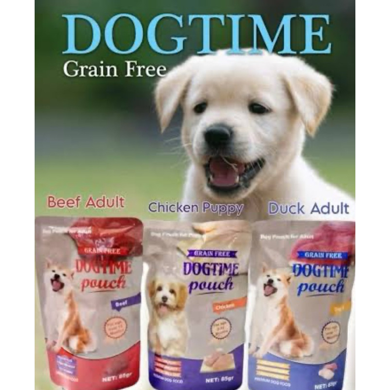 Jual Dogtime sachet 85gr dog time adult beef,duck dan puppy chicken ...