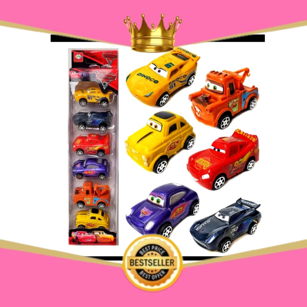 Jual MAINAN MOBIL CARS MCQUEEN PULL BACK CAR ISI 6PCS MAINAN ANAK MOBIL ...