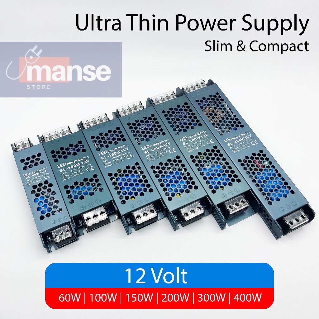 Jual Slim Power Supply 12V / Trafo Adaptor Slim Mini Ultra Thin 12 Volt ...