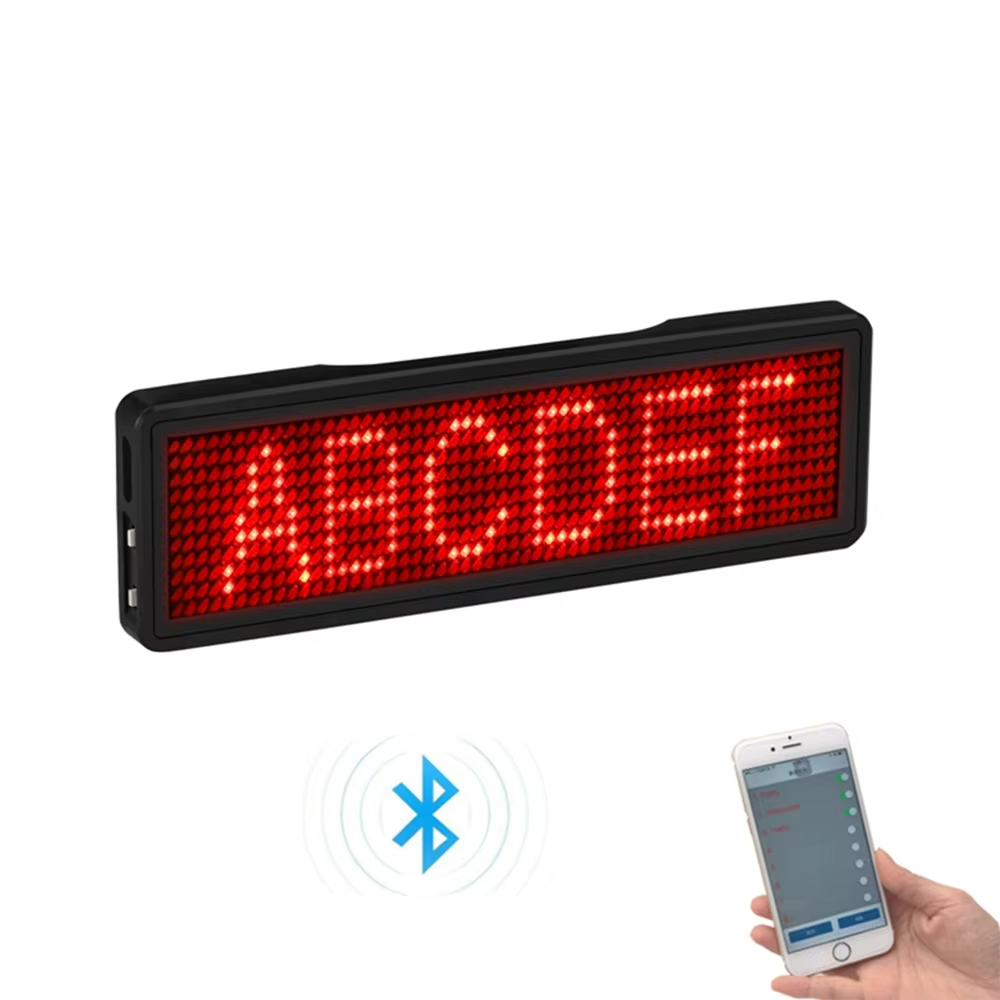 Jual Layar LED Badge Running Text Display Mini Screen Bluetooth Red ...
