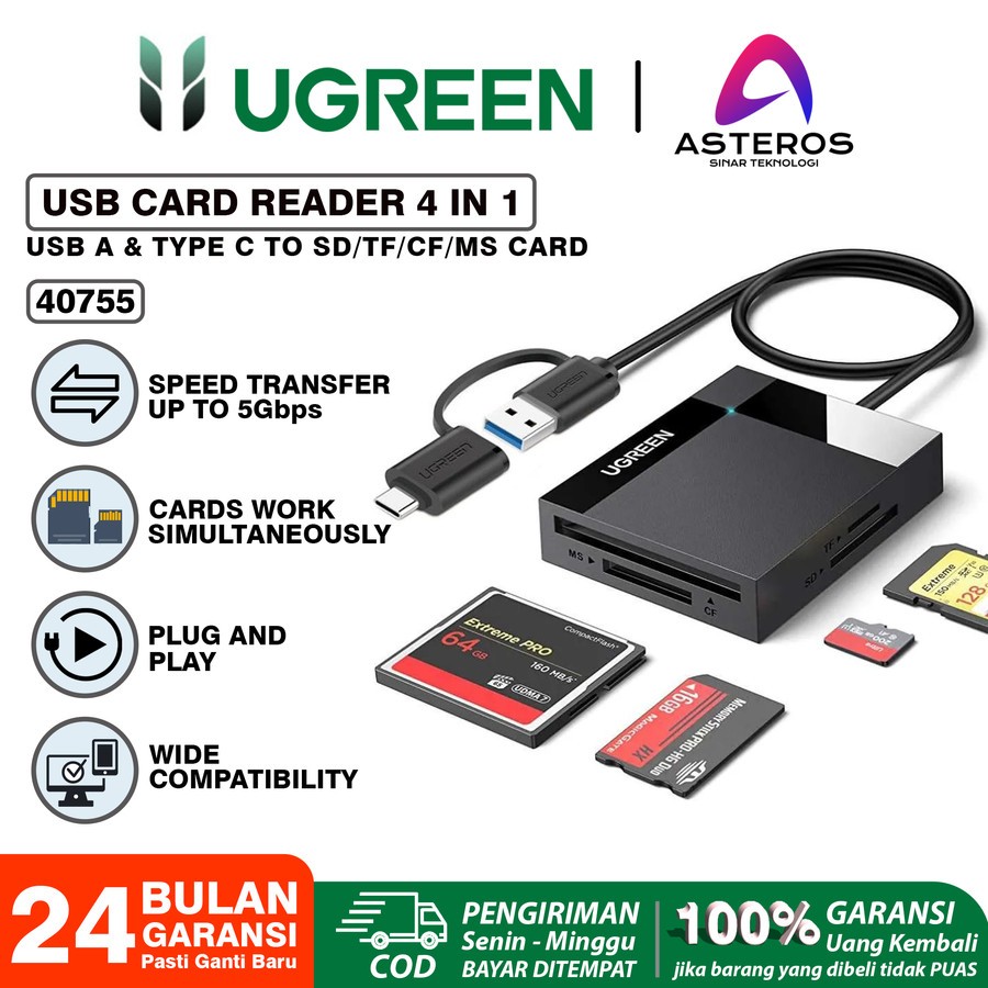 Jual Ugreen 50706 15307 80798 Card Reader Usb 3.0 Flash Otg Type C ...