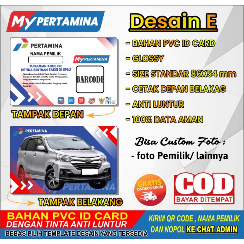 Jual CETAK KARTU MY PERTAMINA/BARCODE MY PERTAMINA/IDCARD/BAHAN PVC ...