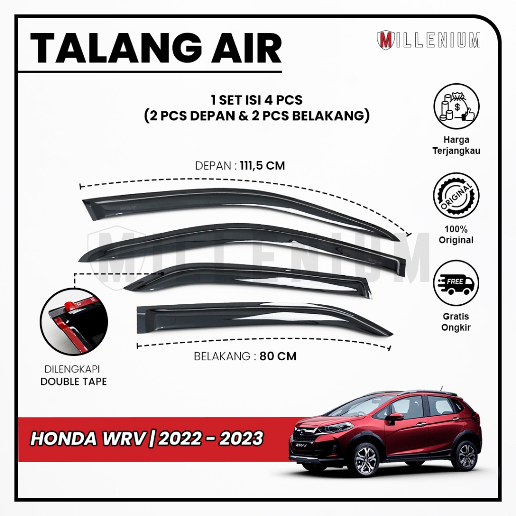 Jual Talang Air Pintu Mobil Honda WRV 2022 – 2023 Model Slim 4 Pintu | Shopee Indonesia