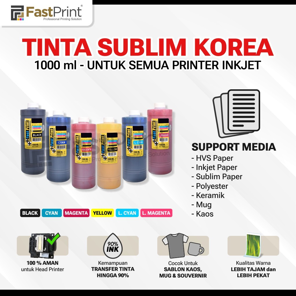Jual Fast Print Tinta Refill Sublim Korea Epson 1000 ML | Shopee Indonesia