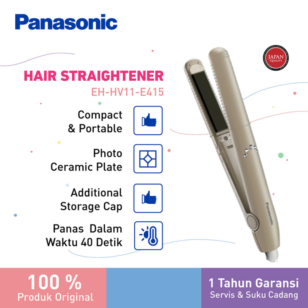 Jual Panasonic EH-HV11-E415 Hair Straightener Ceramic Plate - Cream ...