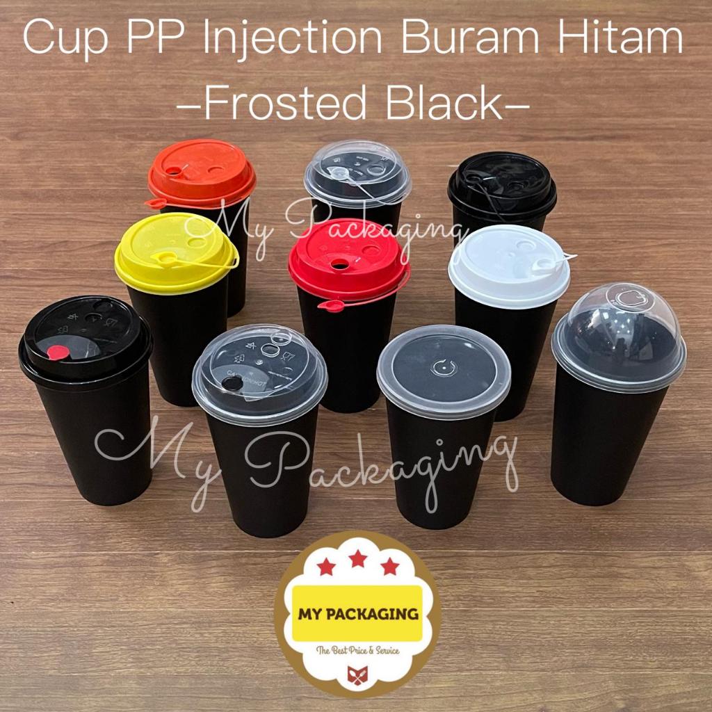 Jual Gelas Plastik Boba / Thinwall Cup PP Injection 500ml BLACK 16oz ...