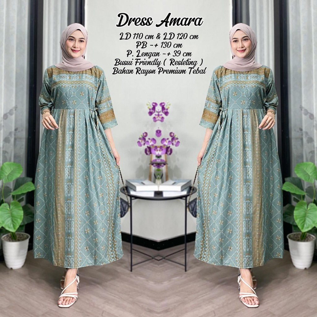 Jual Gamis Muslim Wanita Etnik Terbaru Dress Amara Lengan 3/4 Busui ...
