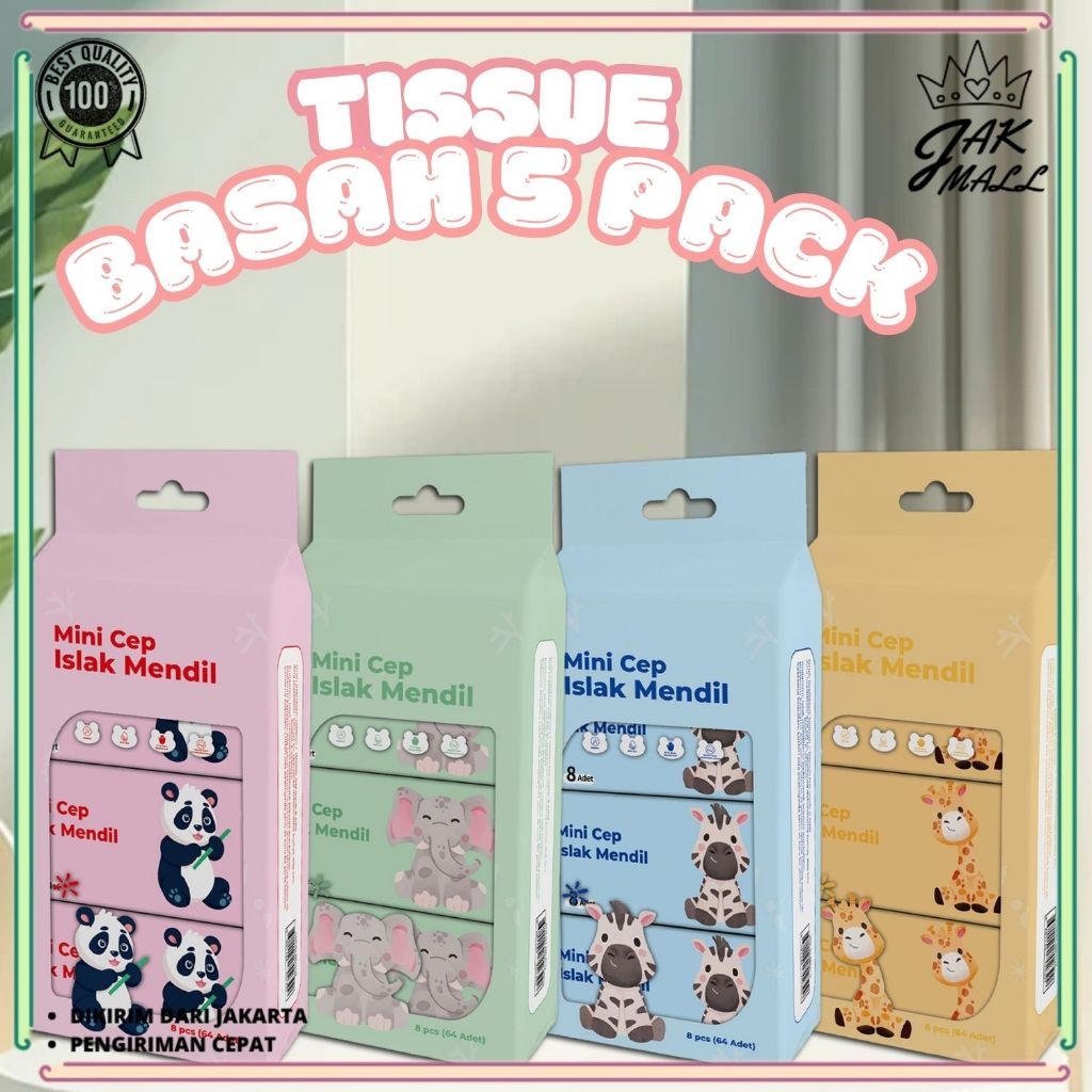 Jual JM Tissue Basah Bayi 5 Pack Isi 64 Lembar Tissue Basah Baby Murah ...