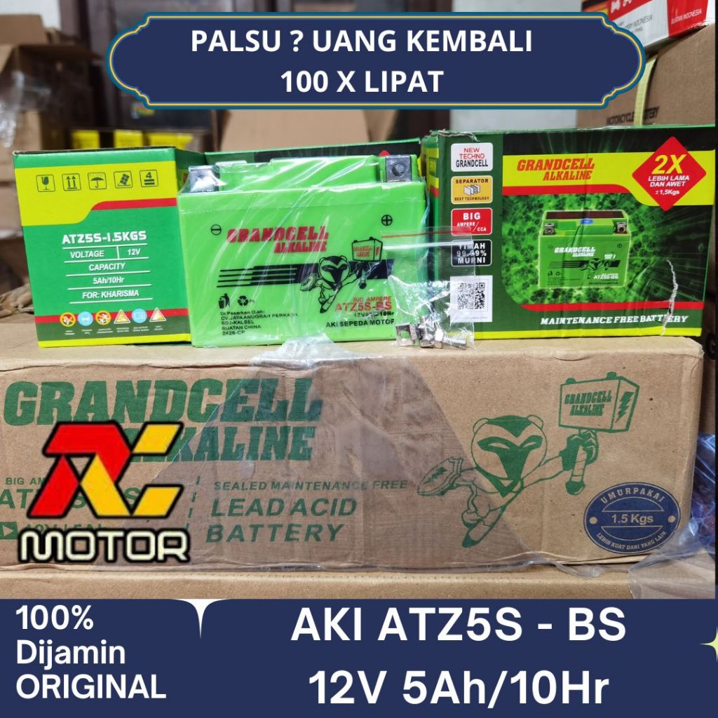 Jual AKI ATZ5S KERING BEAT VARIO VIXION KARISMA ACCU GTZ5 5Ah GRANDCELL ...
