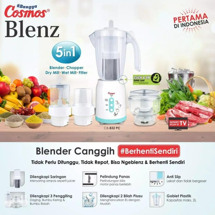 Jual COSMOS: CB-832 PC BLENDER 5 IN 1 (2 LITER) | Shopee Indonesia