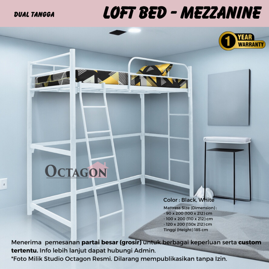 Jual Ranjang Mezzanine Loft Bed Besi Minimalis Ranjang Tingkat Melayang ...