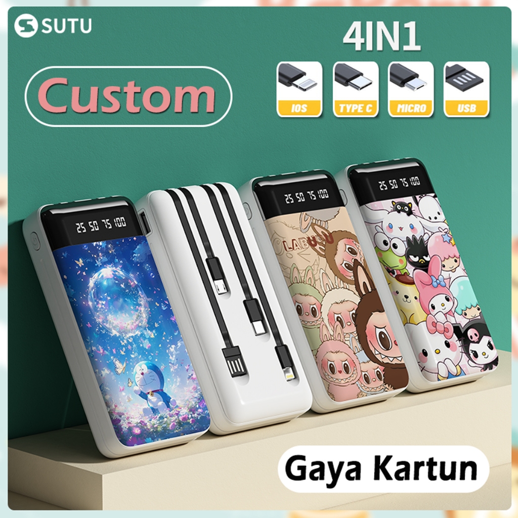 Jual SUTU Custom Powerbank 20000 mah Fast Charging Lucu Gaya kartun ...