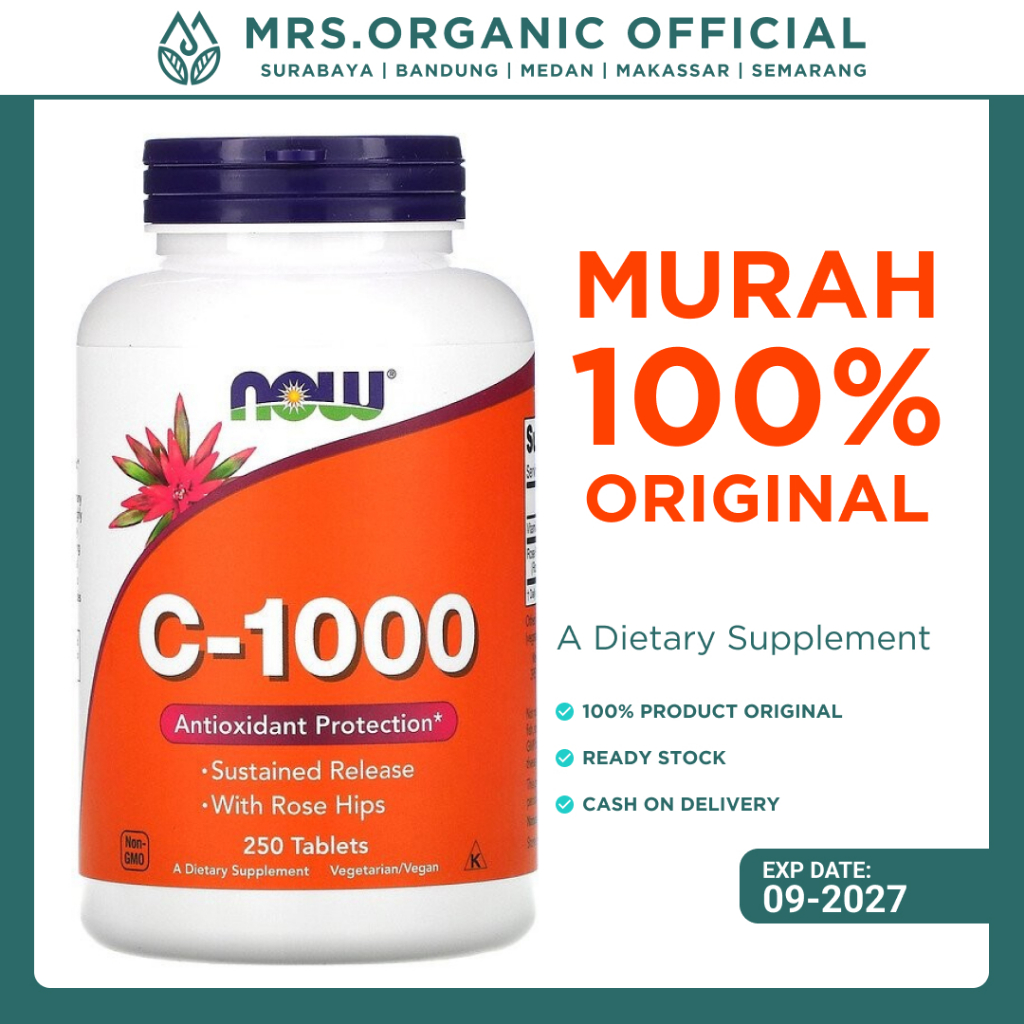 Jual Vitamin Suplemen Kesehatan dan Imun Tubuh C-1000 C1000 Dengan Rose Hips Now 250 Tablet ...