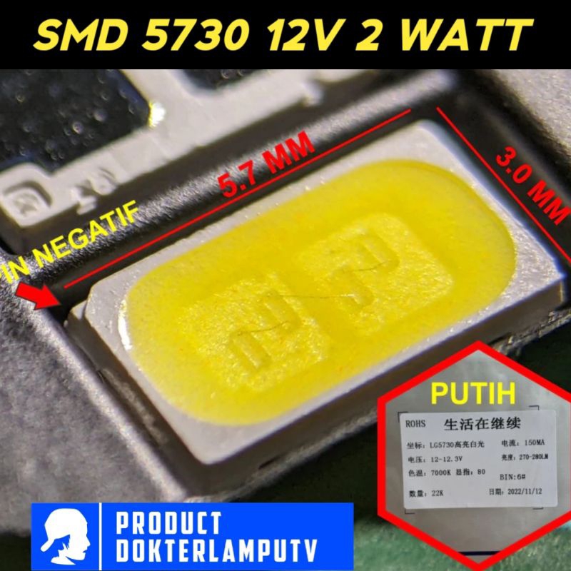 Jual LED 12V 2W 5730 PUTIH UNTUK SERVIS LAMPU LED DIY PROJEK PROYEKTOR ...