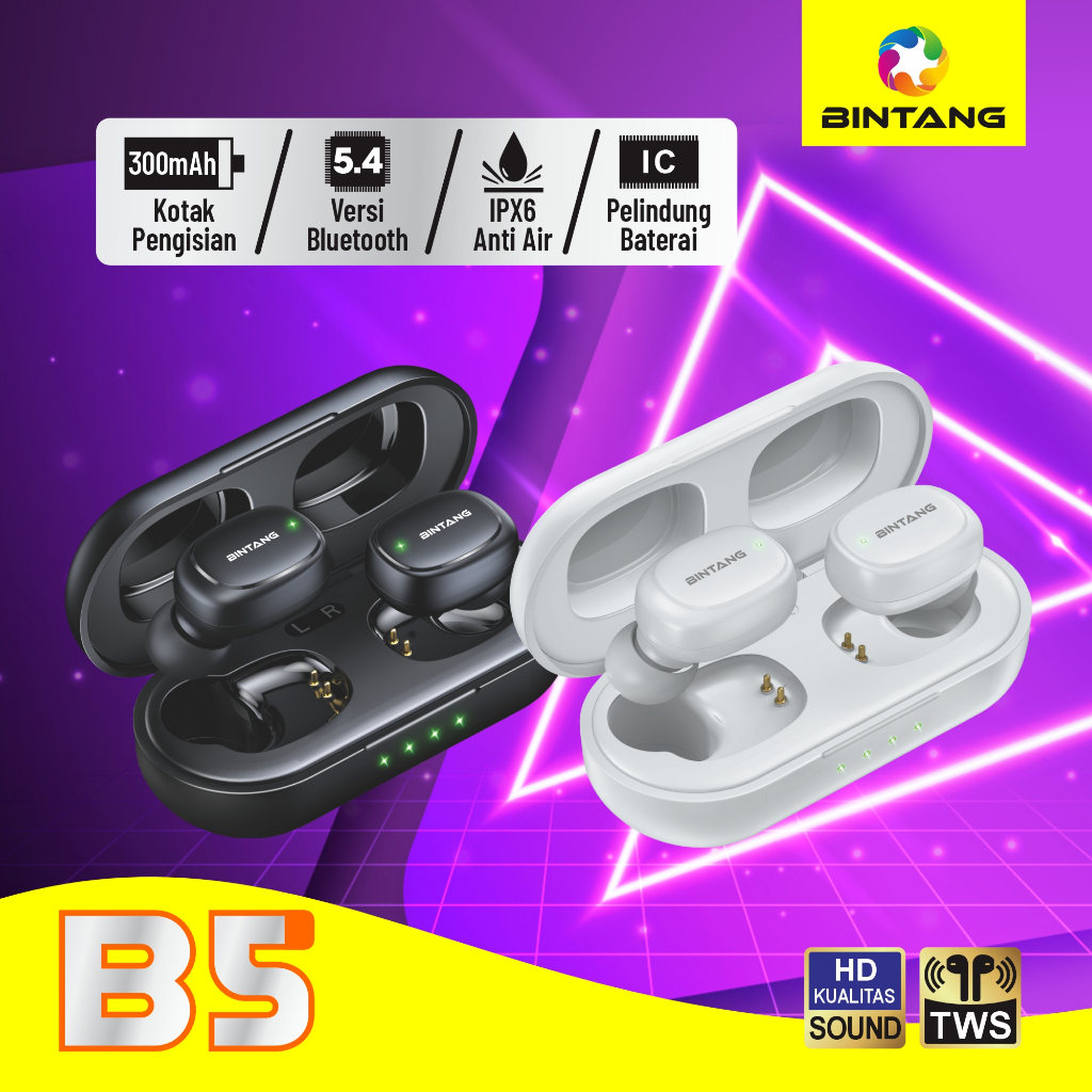 Jual HEADSET EARPHONE BLUETOOTH TWS BT B5 | Shopee Indonesia