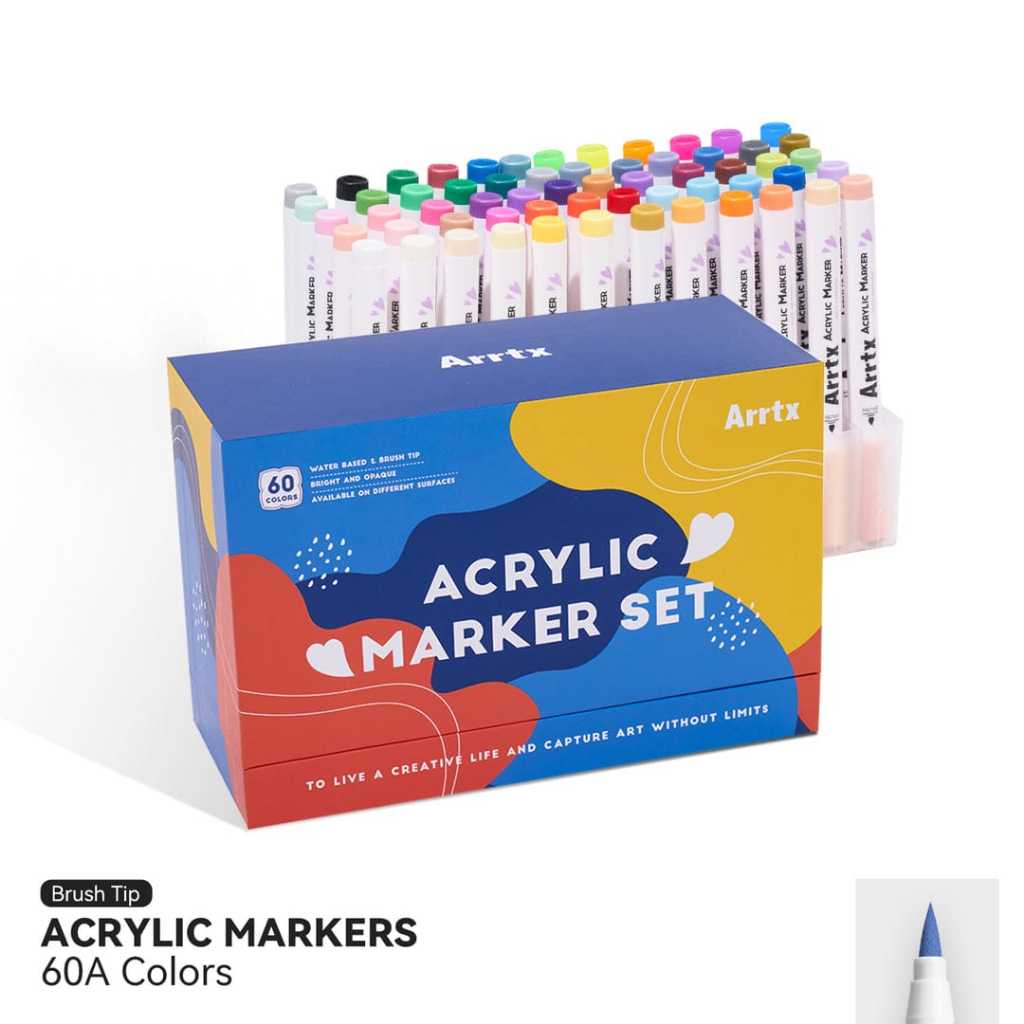 Jual Arrtx acrylic brush marker/spidol akrilik 60A (basic/neon/metallic ...