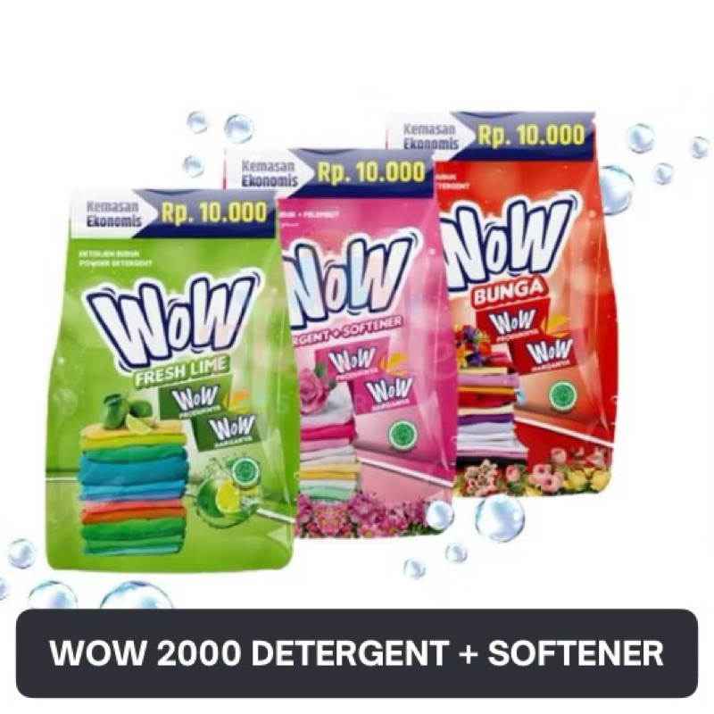 Jual WOW 2000 Detergent Bubuk 500gr 240gr Aroma Sejuta Bunga Softener ...