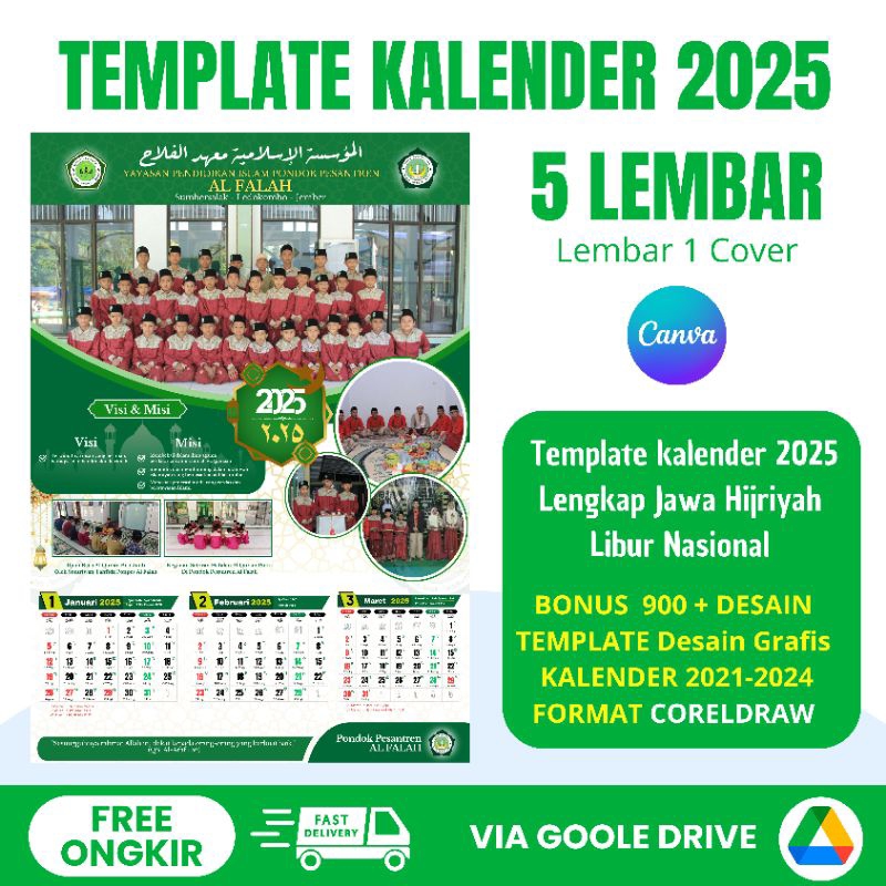 Jual Template Kalender 2025 Lengkap Jawa Hijriyah dan Libur Nasional | Shopee Indonesia