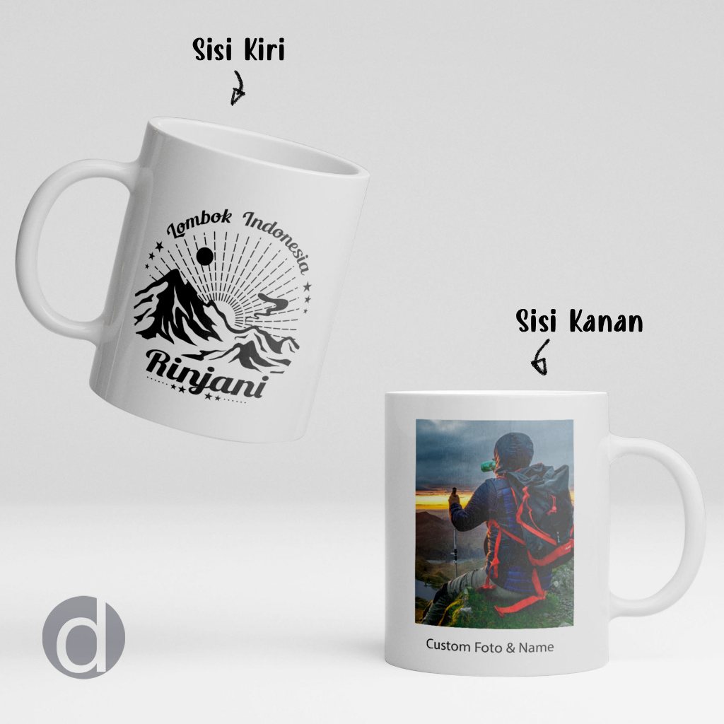 Jual Mug Custom Foto Kamu Desain Gunung Rinjani | Souvenir Pendaki ...