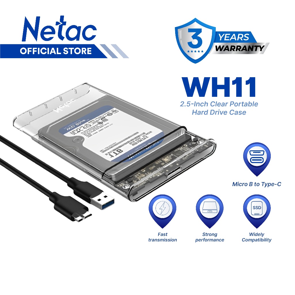 Jual Netac SSD Enclosure WH11 /WH12 /WH51 2.5" SATA III to USB 3.0 ...