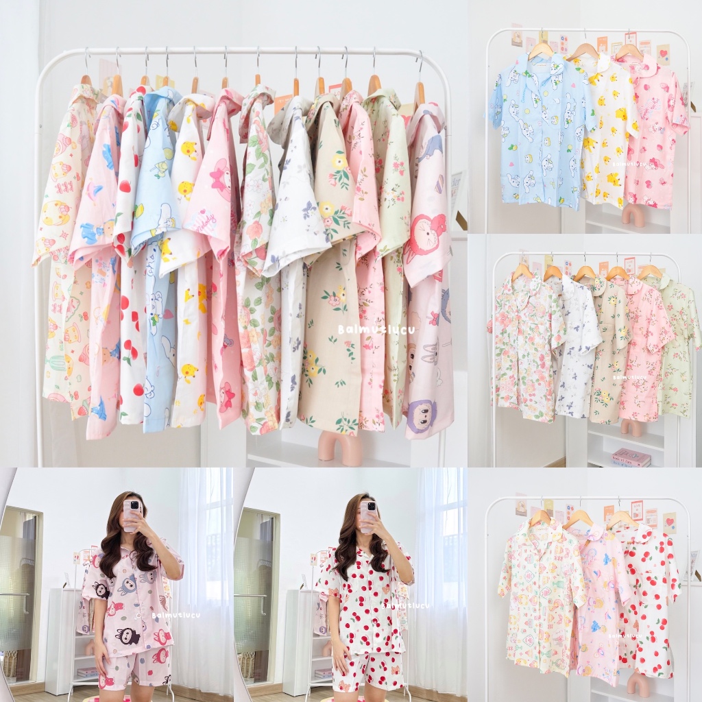 Jual BALMUTLUCU | Piyama Katun One Set Atasan Lengan Pendek Celana ...