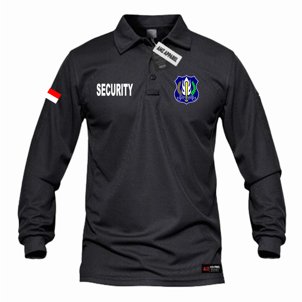 Jual Kaos Polo shirt Logo Security Baju Polo Lengan Panjang Pria dan ...