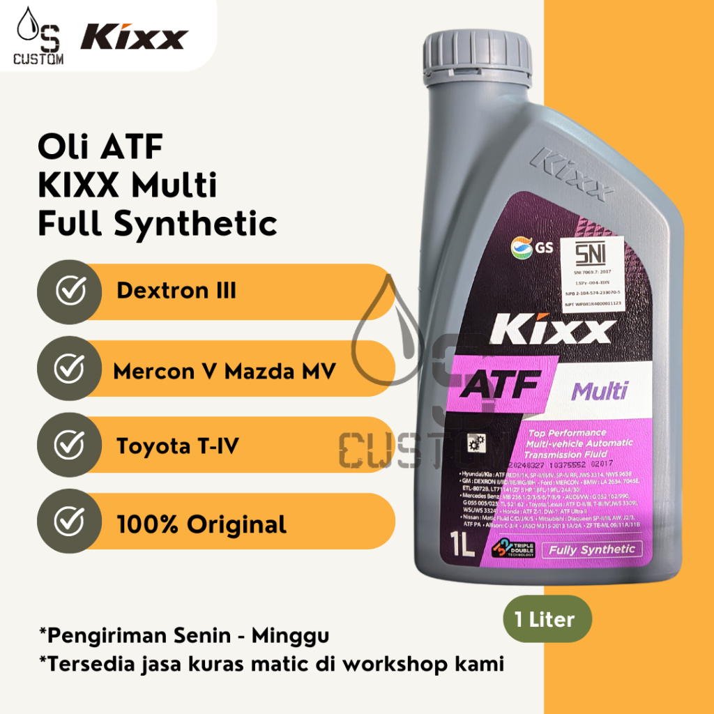 Jual KIXX ATF Multi Full Synthetic 1 Liter Ford Mercon V Mazda MV Toyota T-IV Dextron III 3 Oli ...
