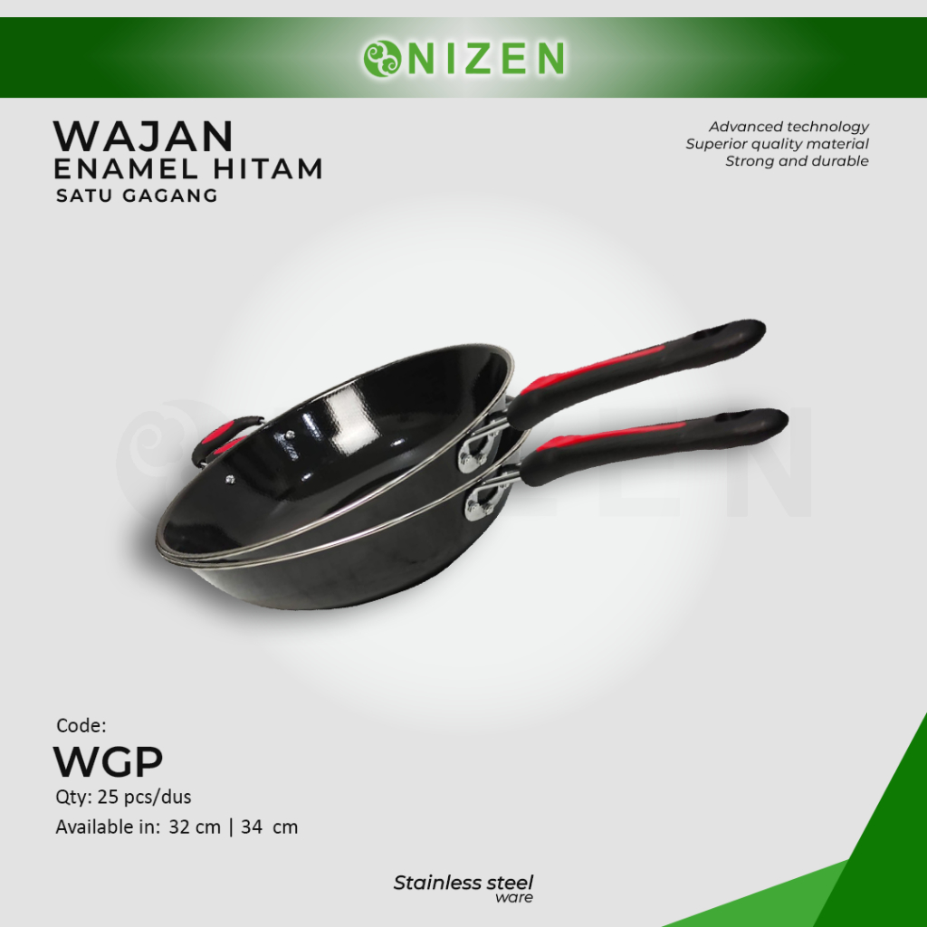 Jual wajan enamel hitam frypan Teflon Enamel Penggorengan 32cm 34cm/ kuali anti lengket 2 gagang ...