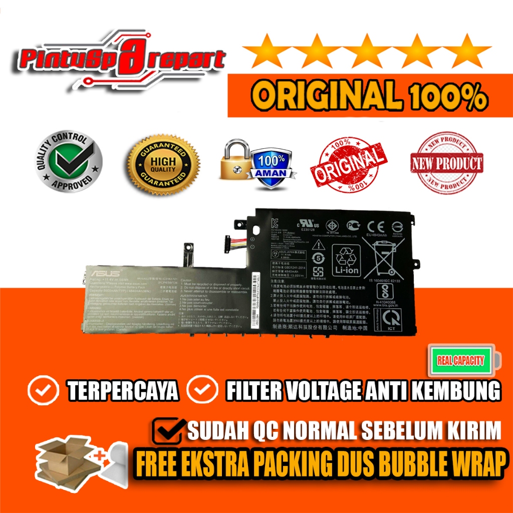 Jual (Genuine C31N1721) Baterai Battery Original Asus E406 E406M E406S L406S E406SA E406MA ...