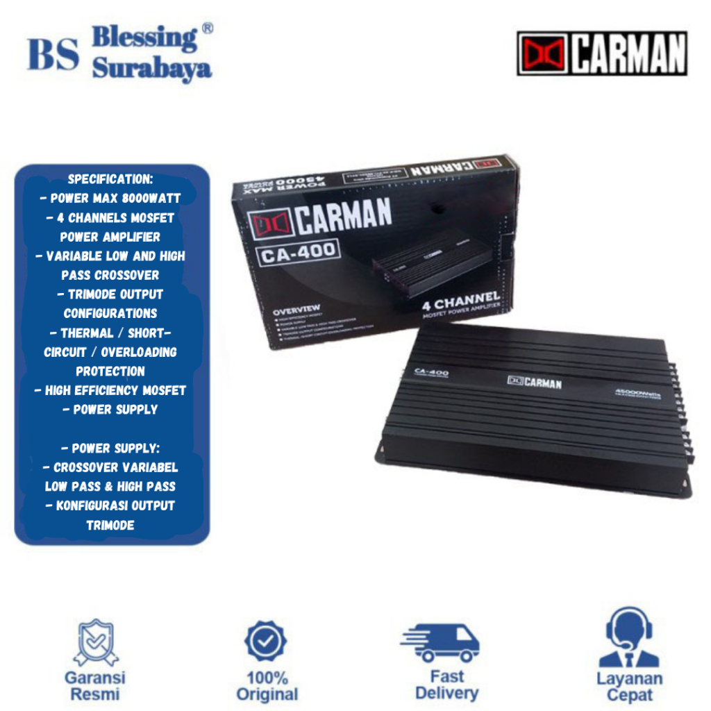Jual Power Amplifier 4 Channel CARMAN CA-400 Warna Purple & Black ...