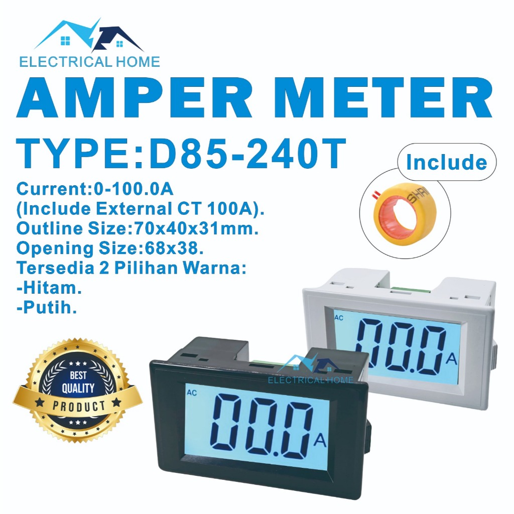 Jual AMPER METER DIGITAL LCD DISPLAY AC 0-100A | Shopee Indonesia