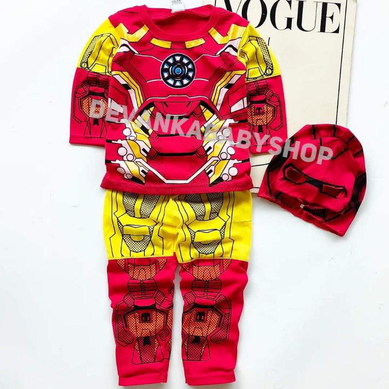 Jual BAJU ANAK KOSTUM IRONMAN LENGAN PANJANG TOPENG KAIN SETELAN IRON ...