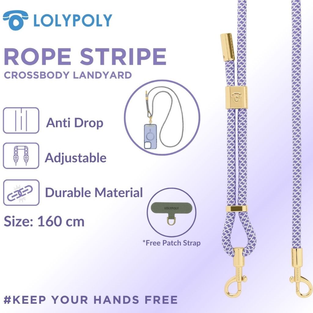 Jual LOLYPOLY Tali Gantungan HP Strap Rope Stripe 77 Crossbody Neck ...