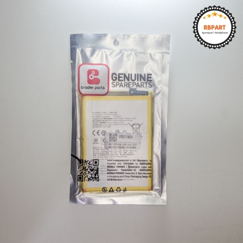 Jual Battery ORIGINAL Braderparts Oppo A16 / A54 / A53 / A33 2020 / A32 ...