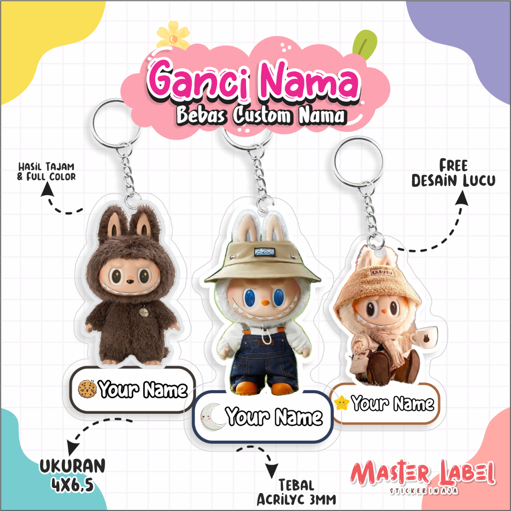 Jual Gantungan Kunci Akrilik boneka Labubu aksesoris labubu lucu ganci ...