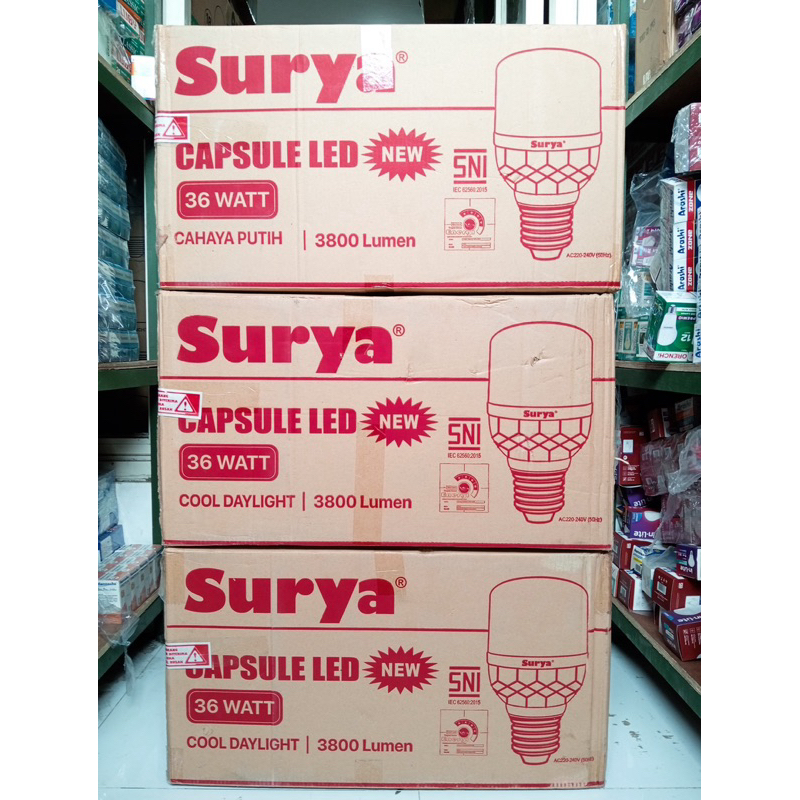 Jual SURYA CAPSULE 36W 36 WATT 1 DUS / 1 KARTON ISI 60 PCS Lampu LED Kapsul Tabung BODY JUMBO ...