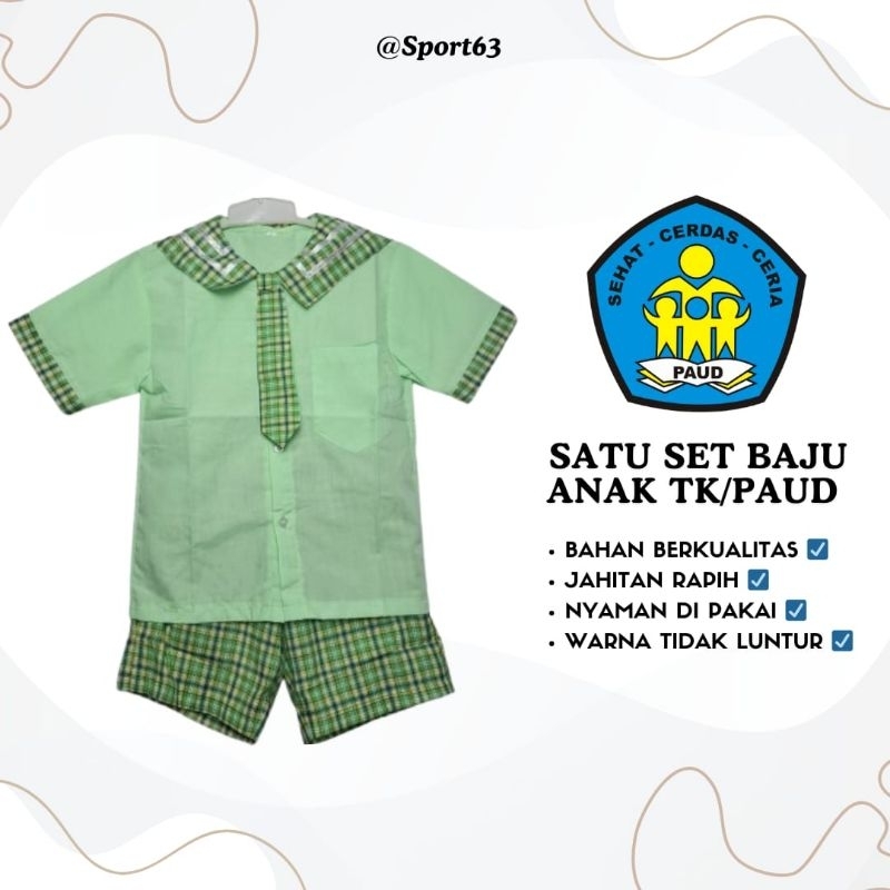 Jual Seragam anak TK/Paud/satu set baju anak Tk/paud/stelan anak Paud ...