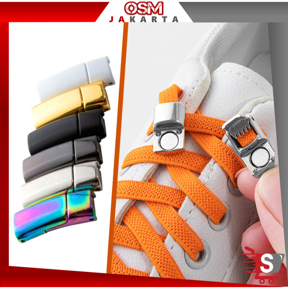 Jual OSM JKT 6411 Tali Sepatu Elastis Magnet / Sholace With Push Button ...