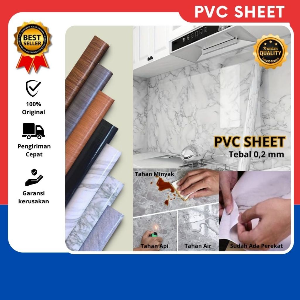 Jual PVC SHEET (Sudah ada Lem)//Deco Sheet pelapis furniture/ sticker ...