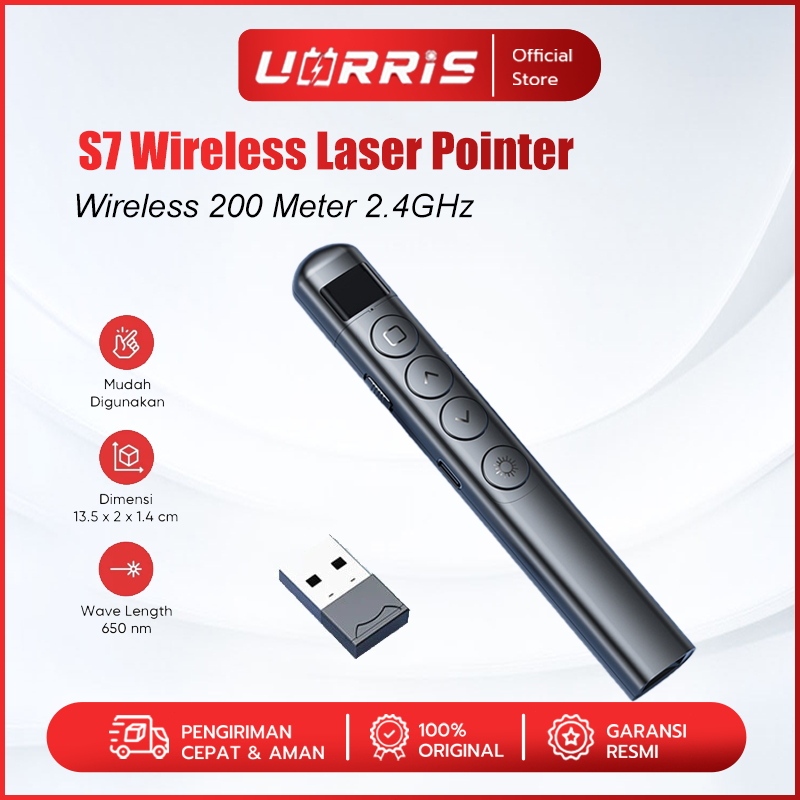 Jual UORRIS S7 Wireless Laser Pointer Presentasi Rechargeable Remote ...
