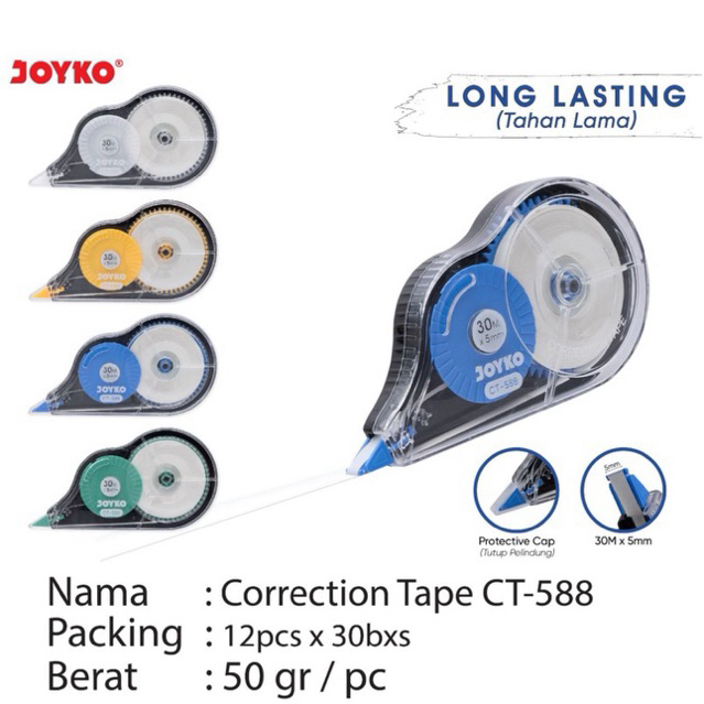 Jual ( 1 pcs ) CT588 Tipex Kertas Joyko / Correction Tape Jumbo 30 ...